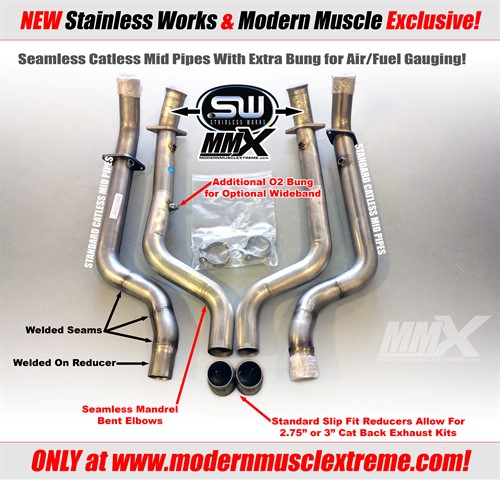 Demon Performance Catless Mid Pipes by Stainless Works and Modern Muscle